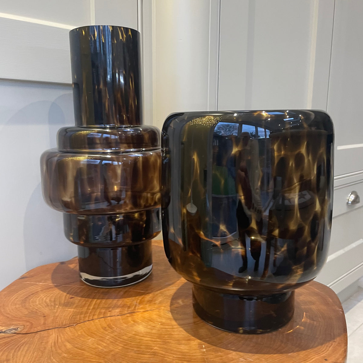Black & Amber Tortoise Shell Effect Glass Vases - 2 styles – The Life ...